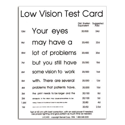 Low Vision Test Card – Ophthalmic Singapore