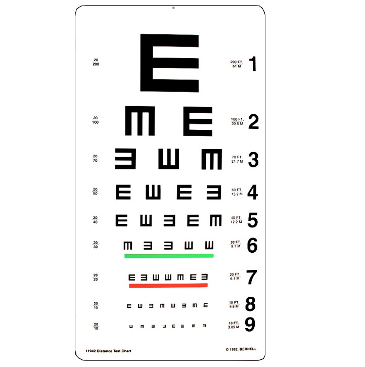 Tumbling E 20 Ft Distance Chart Ophthalmic Singapore